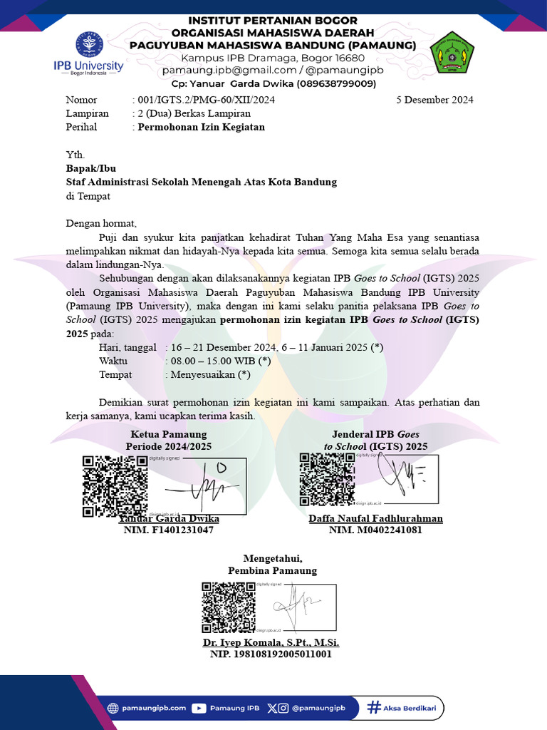 001 IGTS.2 - Surat Permohonan Izin Kegiatan - Docx Signed Signed Signed | PDF
