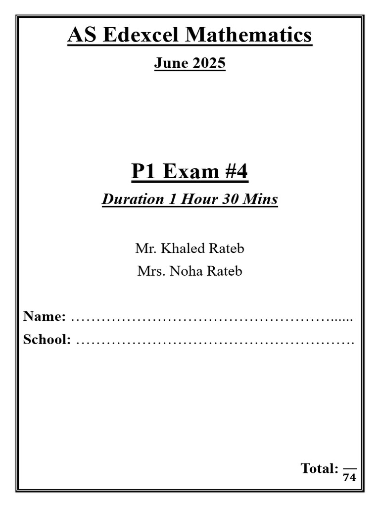 P1 Math Exam by Khaled Rateb | PDF