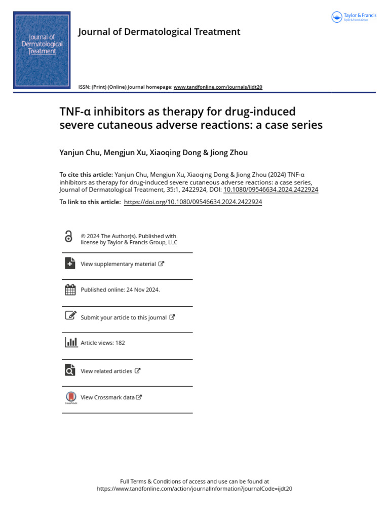 TNF- inhibitors as therapy for drug-induced severe cutaneous adverse ...
