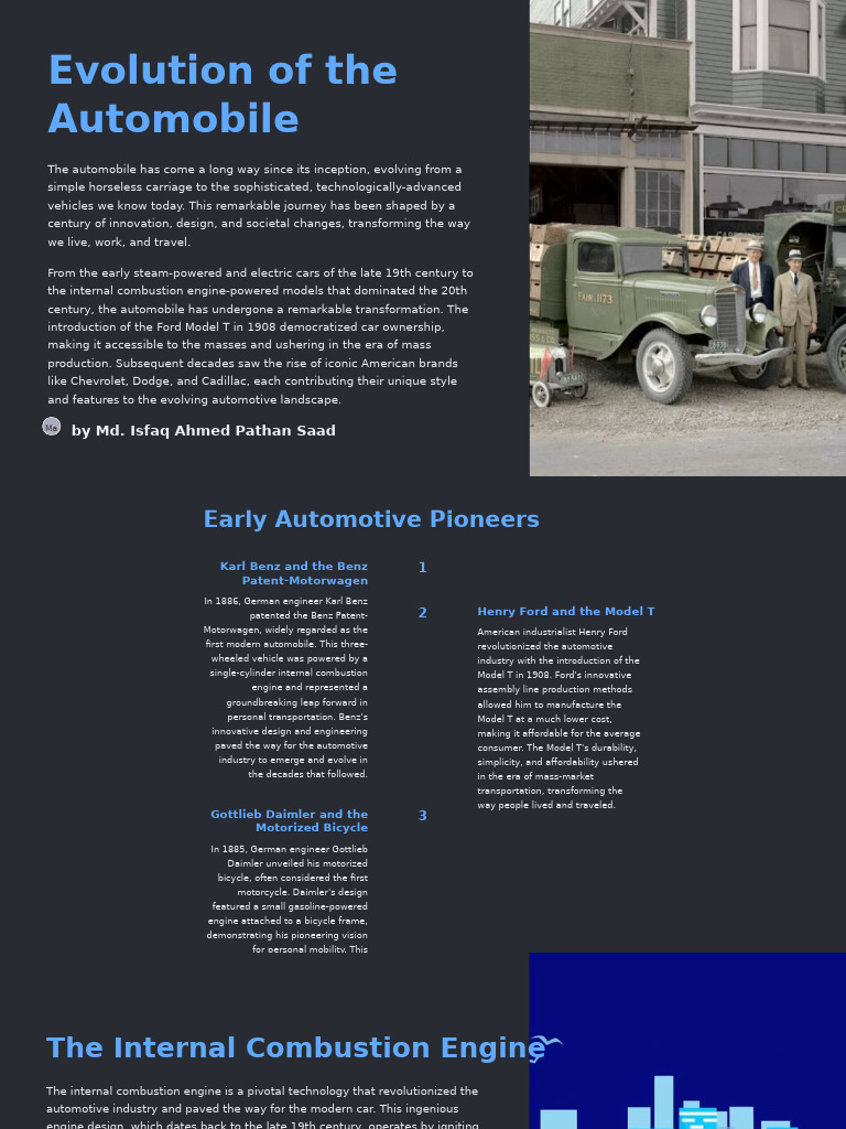 Automobile Evolution: From Steam to EVs | PDF | Engines | Electric Vehicle