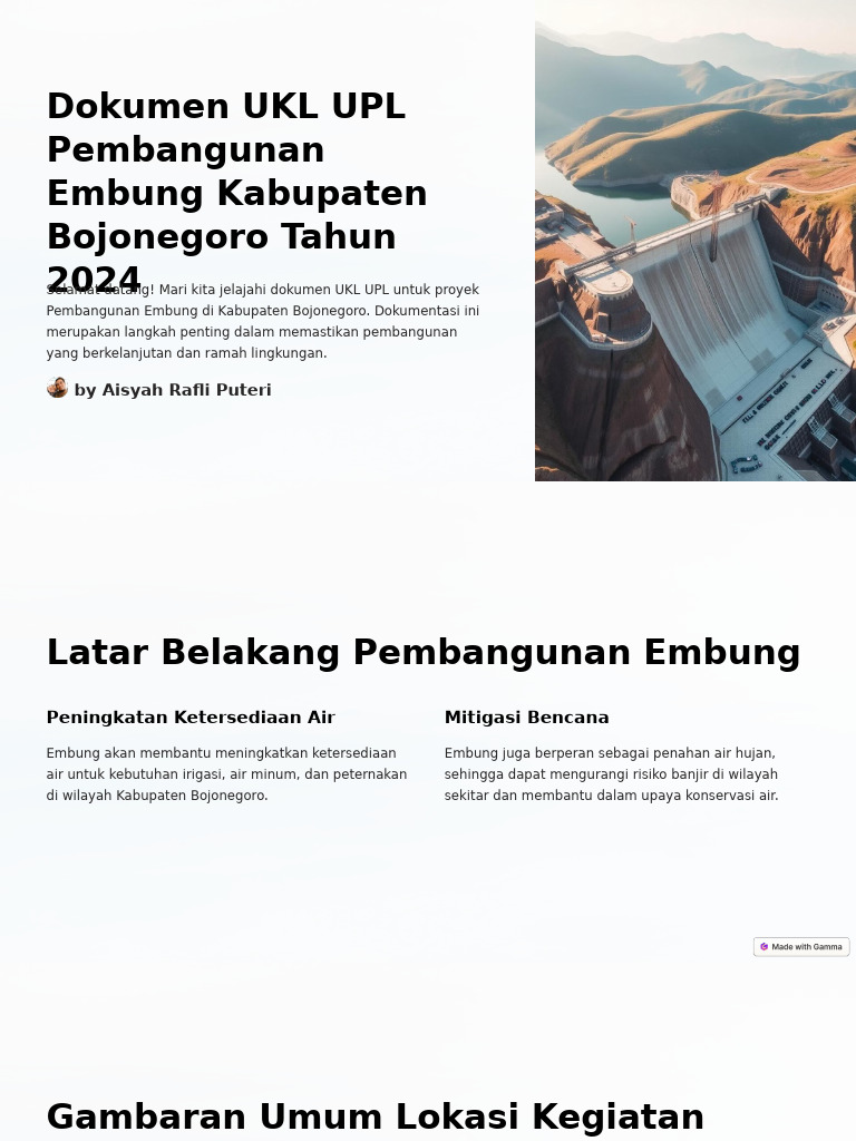 Dokumen UKL UPL Pembangunan Embung Kabupaten Bojonegoro Tahun 2024 | PDF