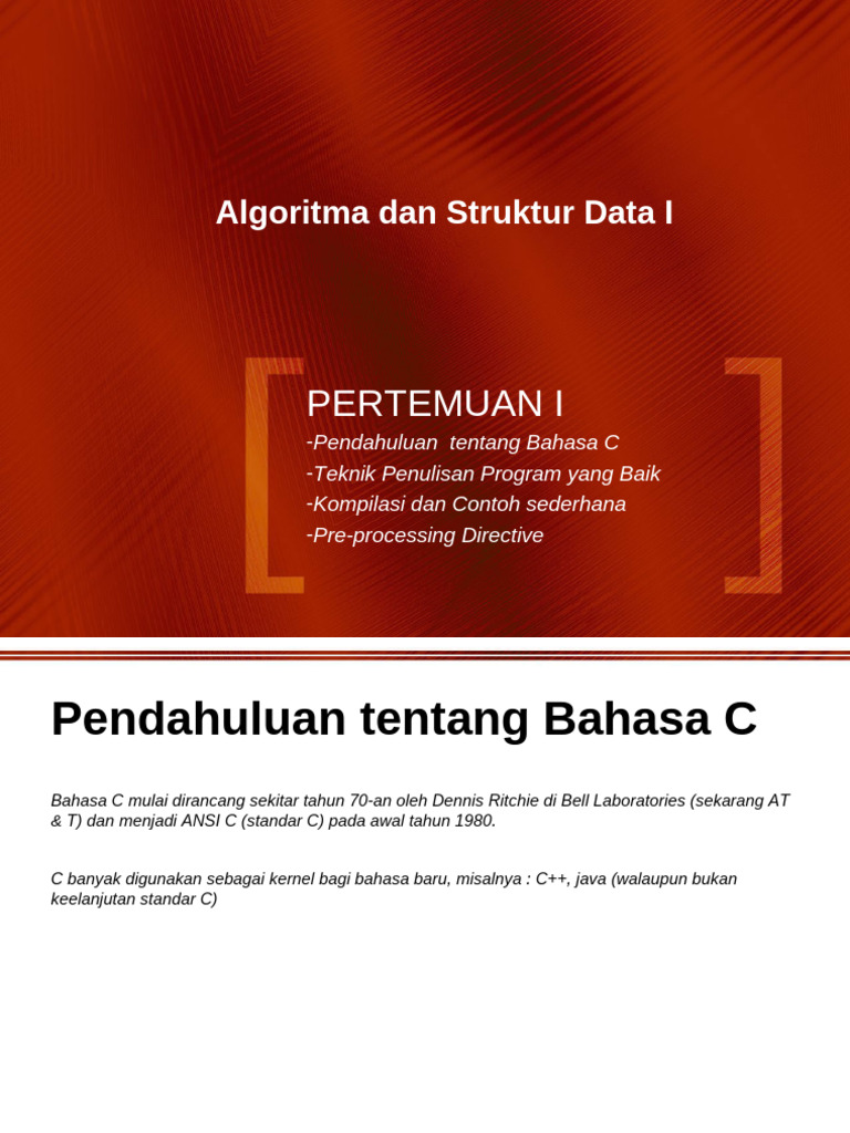 Pertemuan I - Pemrograman C | PDF