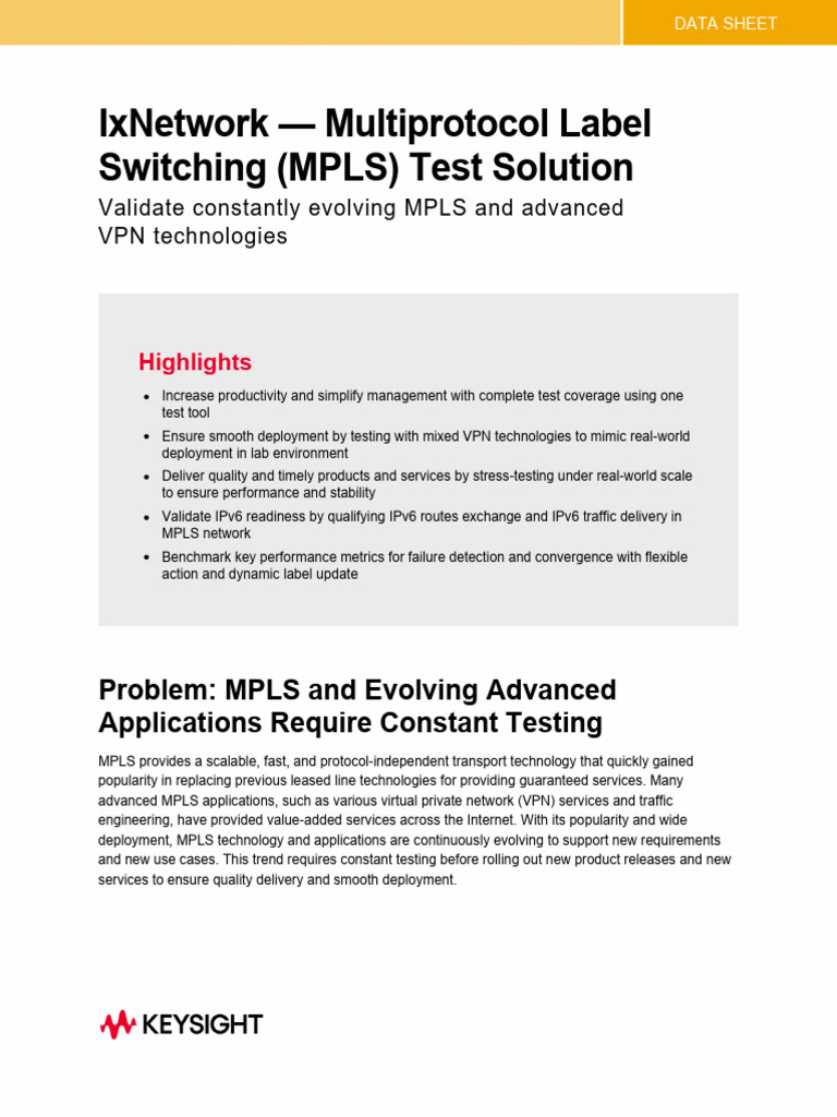 IxNetwork - Multiprotocol Label Switching (MPLS) Test Solution | PDF ...
