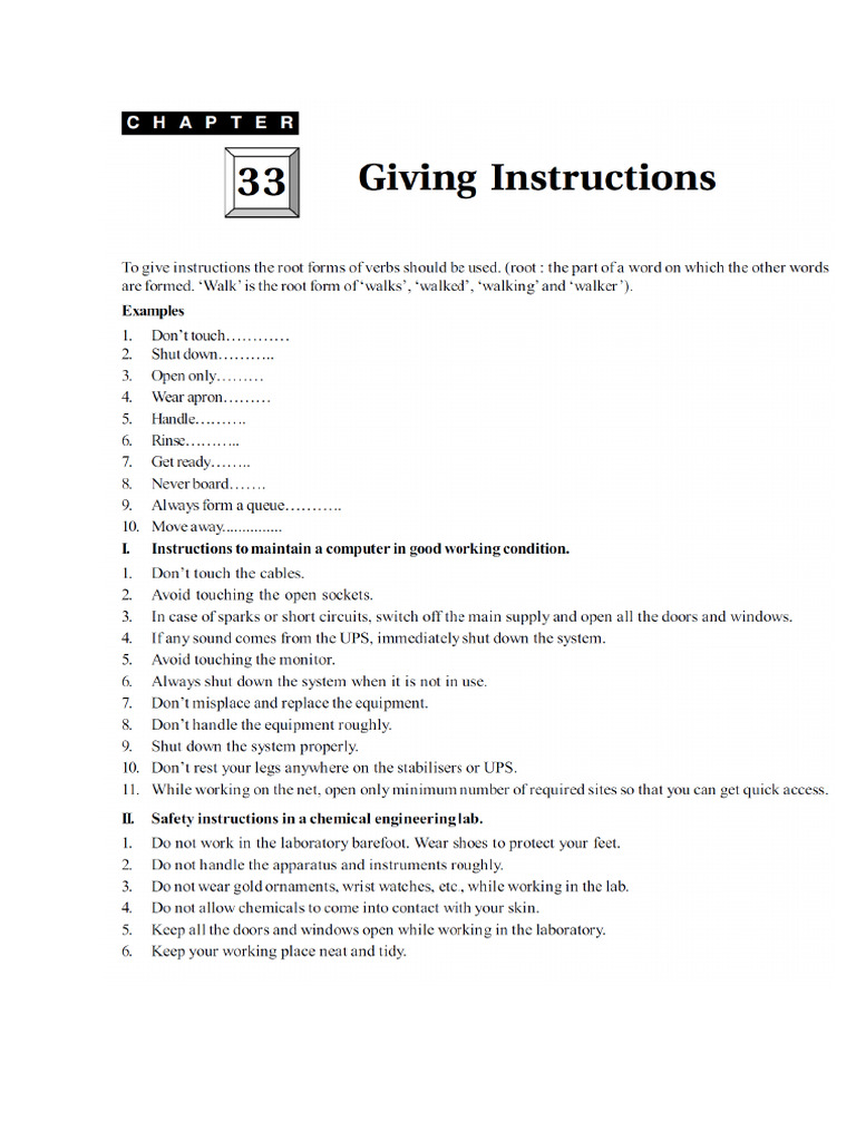 Giving Instructions | PDF
