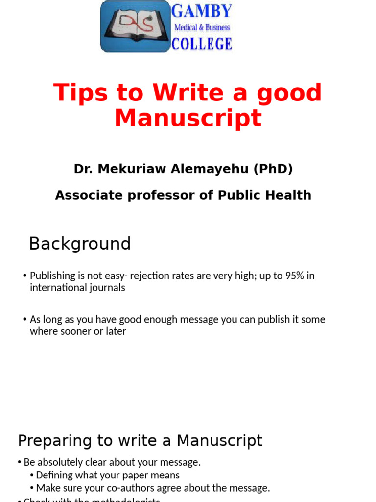 Tips to Write a Good Manuscript | PDF | Clinical Trial