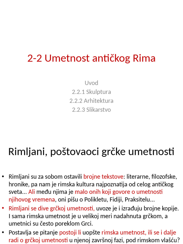 2 2 1 Rimska Umetnost Skulptura Portret I Istorijski Reljef | PDF