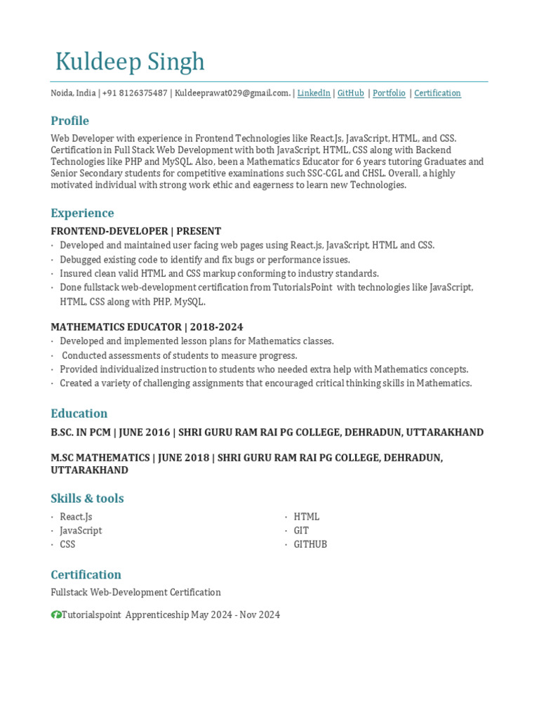 Kuldeep Rawat Resume | PDF