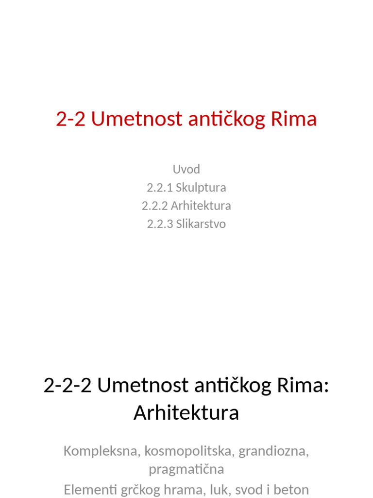 2 2 2 Umetnost Antičkog Rima Arhitektura | PDF