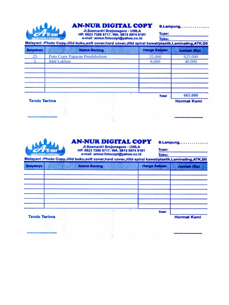 Nota Fotocopy Paparan | PDF