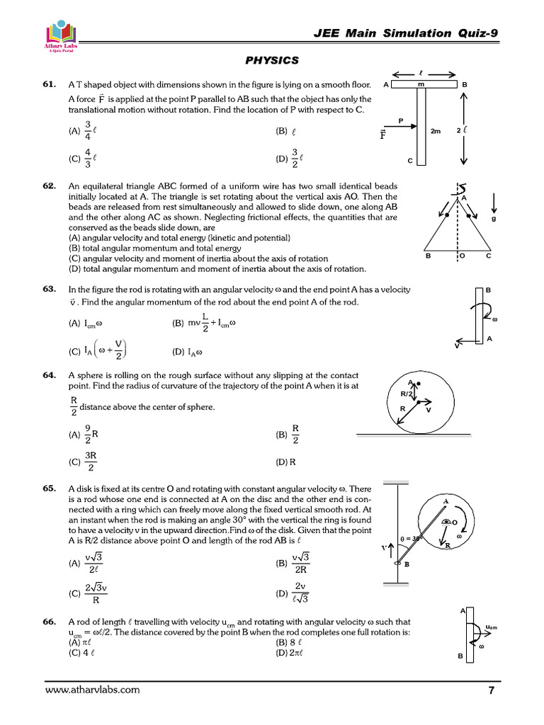 JEE Physics Problem Set Solutions | PDF