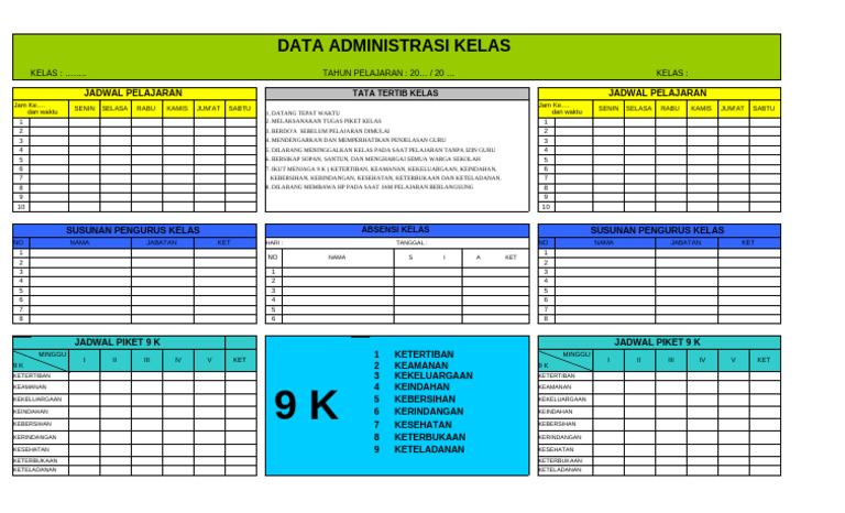 Data Administrasi Kelas 9K | PDF