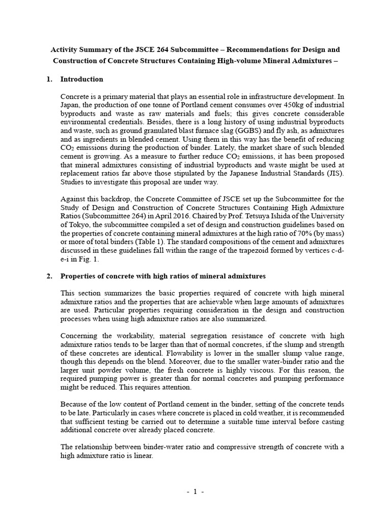Activity Sumarry of The JSCE 264 Subcommittee - Recomendation For Design and Conctruction of ...