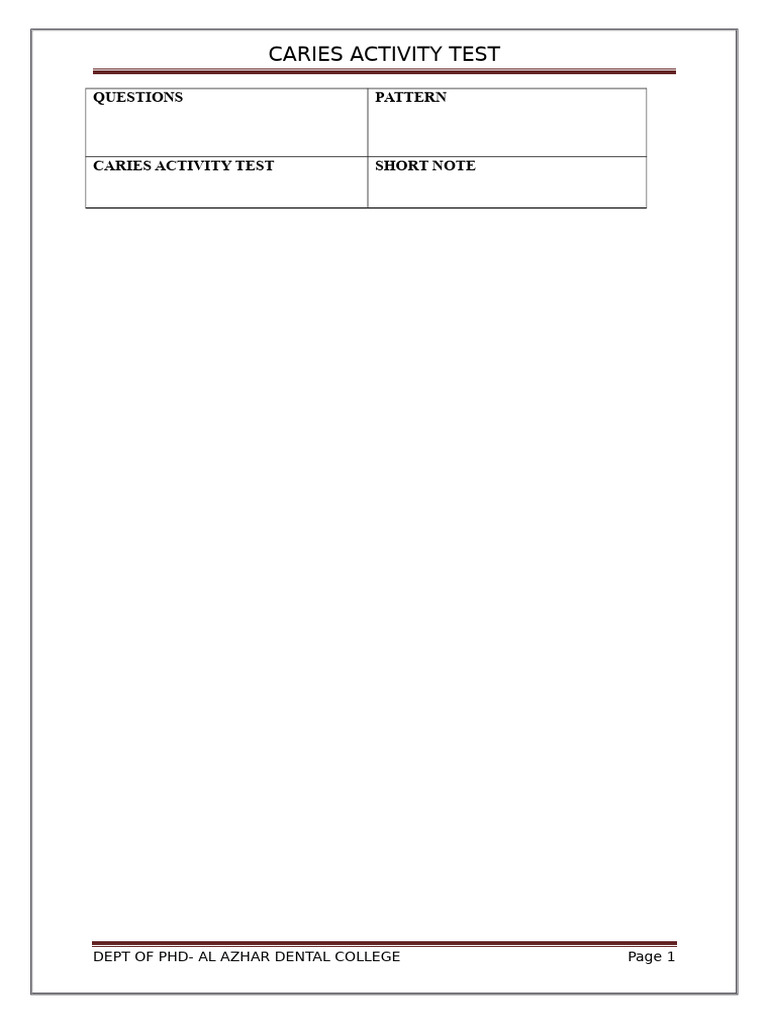 Chapter 9 - Caries Activity Test | PDF
