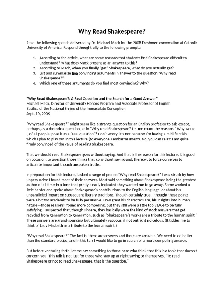 macbeth_-_why_read_shakespeare_4 | PDF | William Shakespeare | Faith