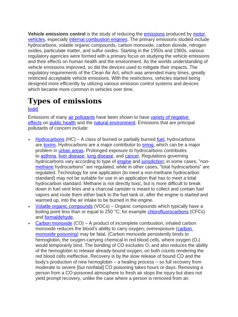 Vehicle Emissions Control | PDF | Air Pollution | Exhaust Gas