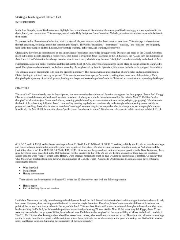 Starting A Teaching and Outreach Cell | PDF | Disciple (Christianity ...