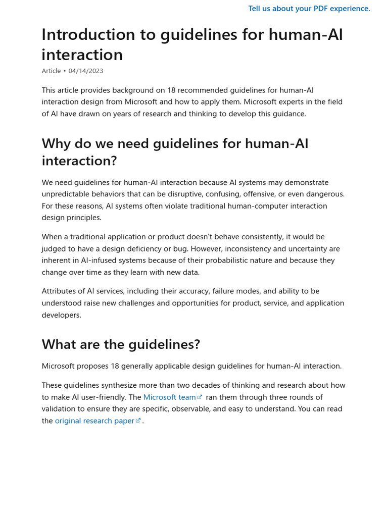 Ai Guidelines Human Ai Interaction | PDF | Artificial Intelligence ... Ai Guidelines Human Ai Interaction | PDF | Artificial Intelligence ...