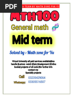 MTH100 SOLVED MCQs MID TERM | PDF | Matrix (Mathematics) | Determinant