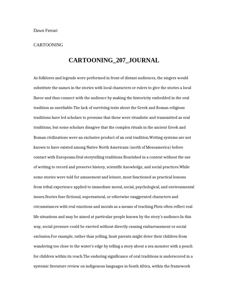 Cartooning 207 Journal | PDF | Oral Tradition | Chinese Literature