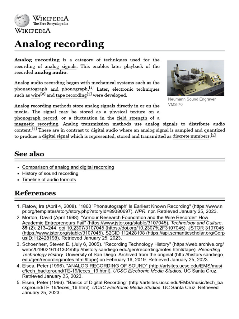 Analog recording - Wikipedia | PDF