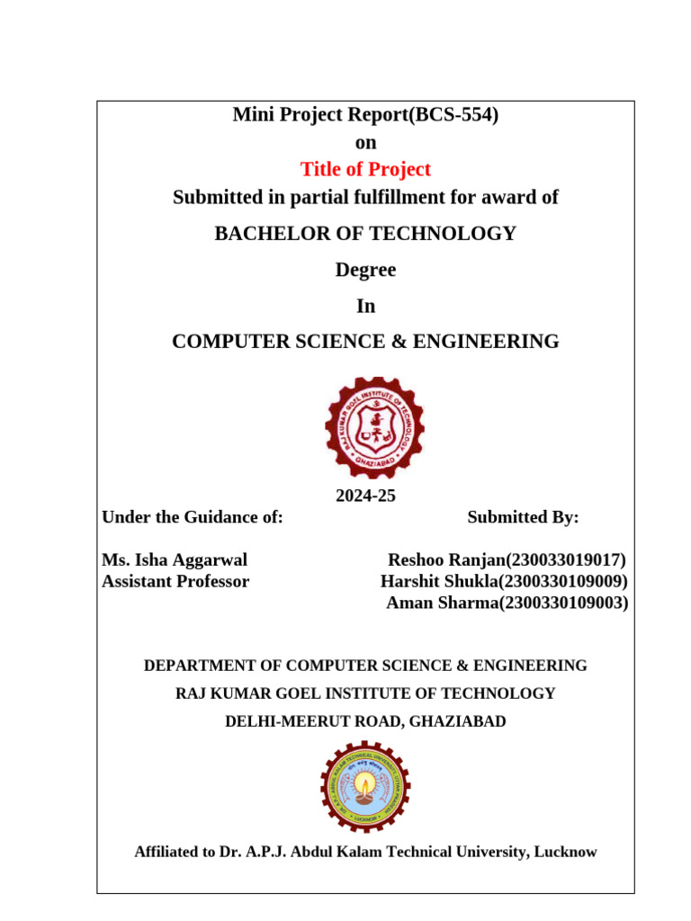 Mini Project Report Format (2) | PDF | Specification (Technical ...