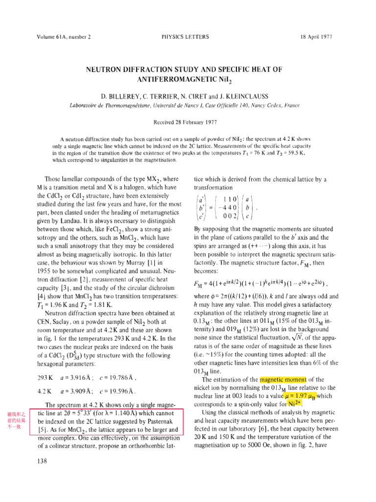 Neutron Diffraction of Antiferromagnetic NiI2 | PDF | Chemistry ...