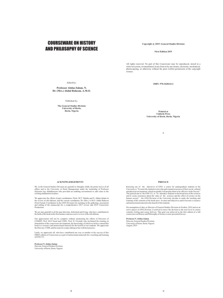 History and Philosophy of Science GNS 311 | PDF | Science | Theory