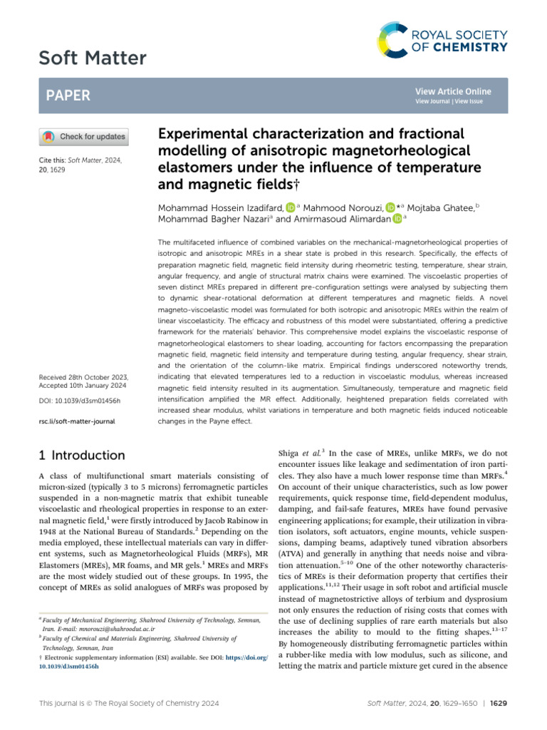Soft Matter: Paper | PDF | Young's Modulus | Viscoelasticity