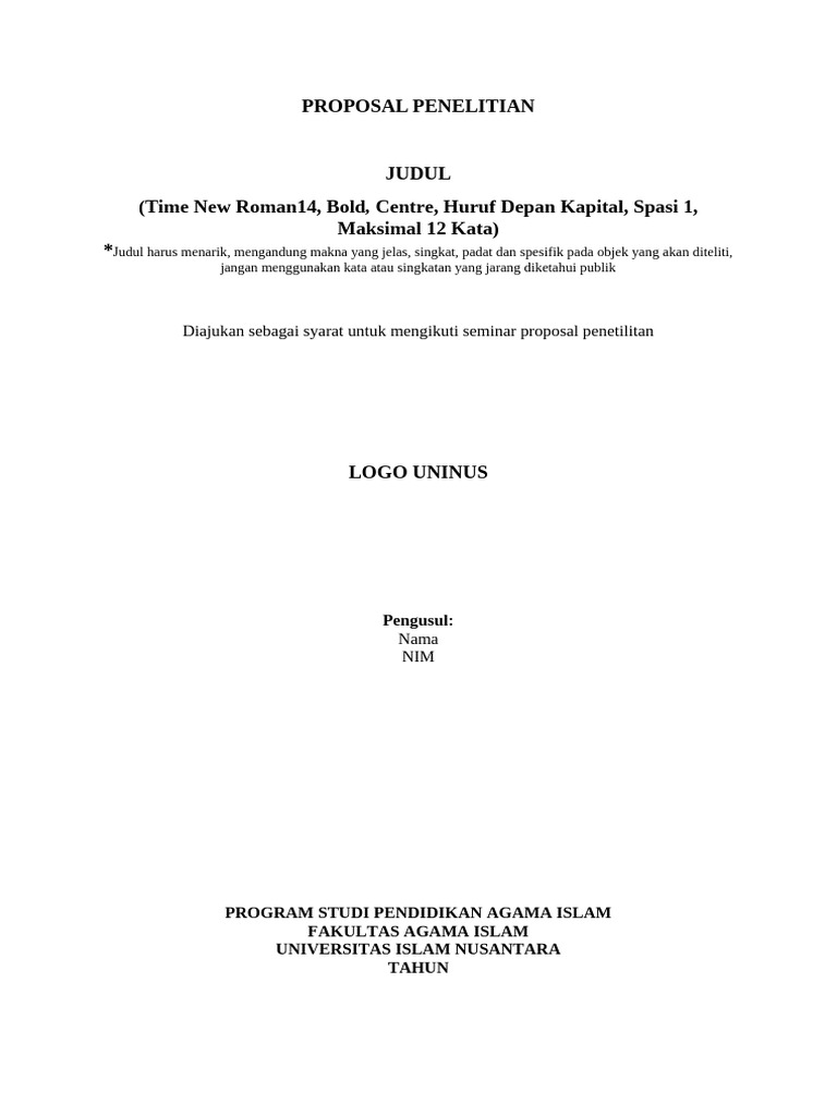 Templete Proposal Penelitian - PAI 2024 | PDF