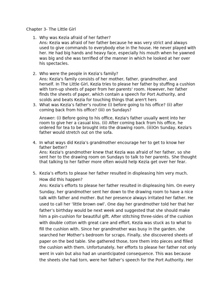 Why Was Kezia Afraid of Her Father | PDF