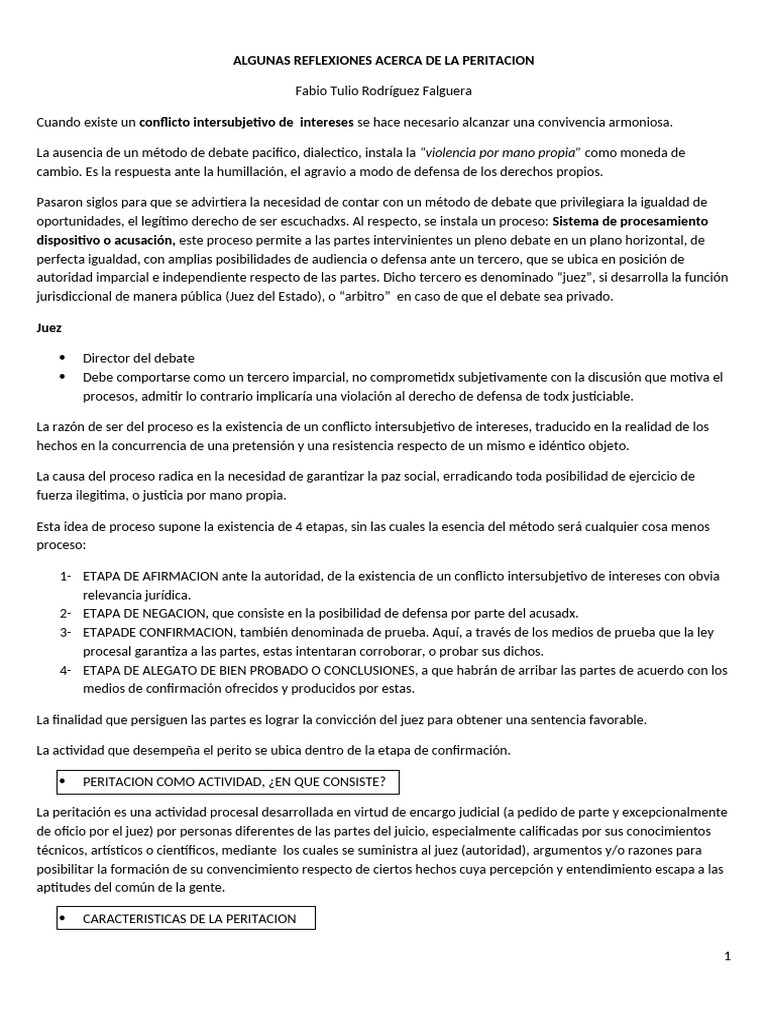 Algunas Reflexiones Acerca de La Peritacion | PDF | Testigo experto | Juez