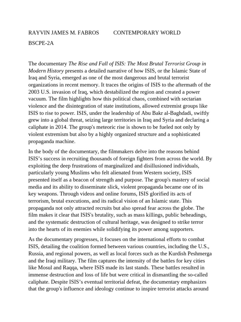 The Documentary The Rise and Fall of ISIS | PDF