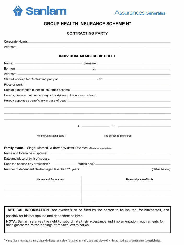 Sanlam-Health Form | PDF
