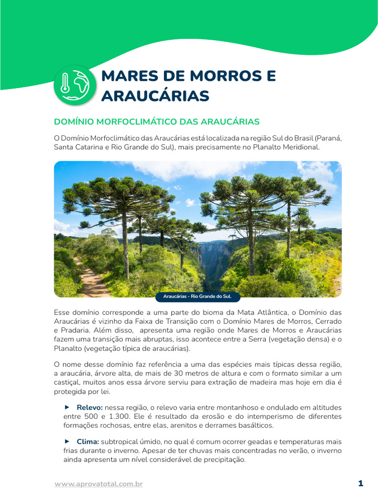 GEO_AP_DOMÍNIOS_MORFOCLIMÁTICOS_Mares_de_Morros_e_Araucárias | PDF ...