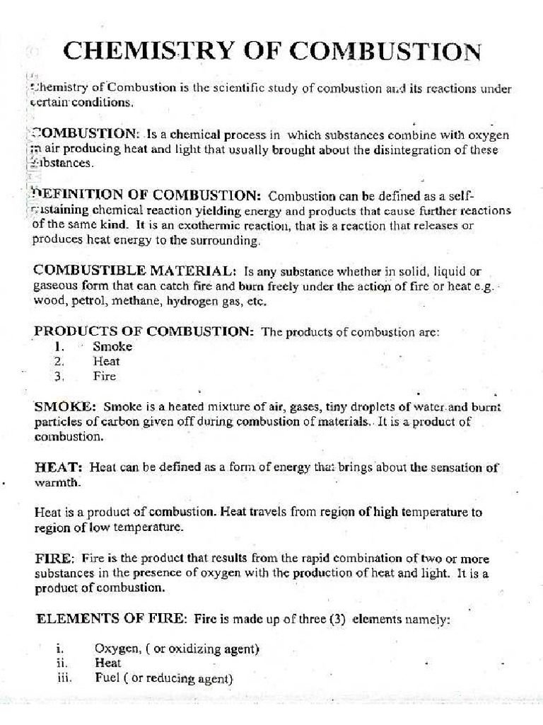 Chemistry of Combustion Page1 | PDF