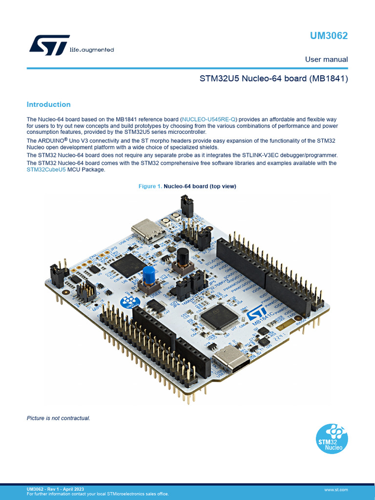 Um3062 Stm32u5 Nucleo64 Board Mb1841 Stmicroelectronics | PDF | Electronics | Computer Engineering