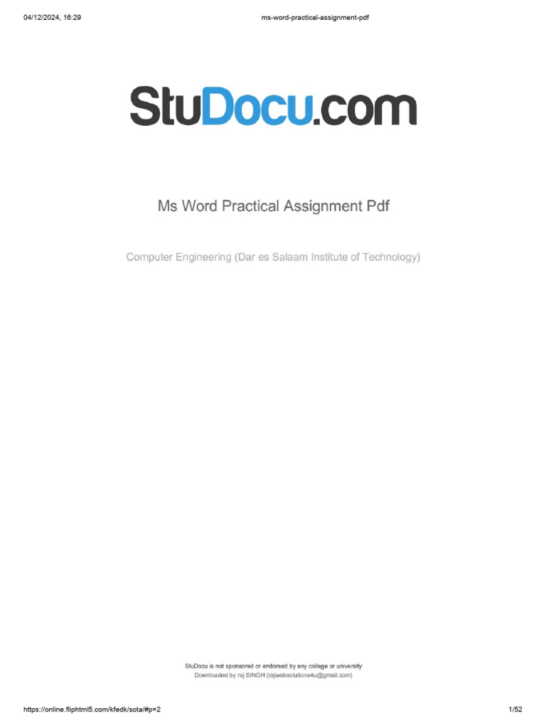 Ms Word Practical Assignment PDF | PDF