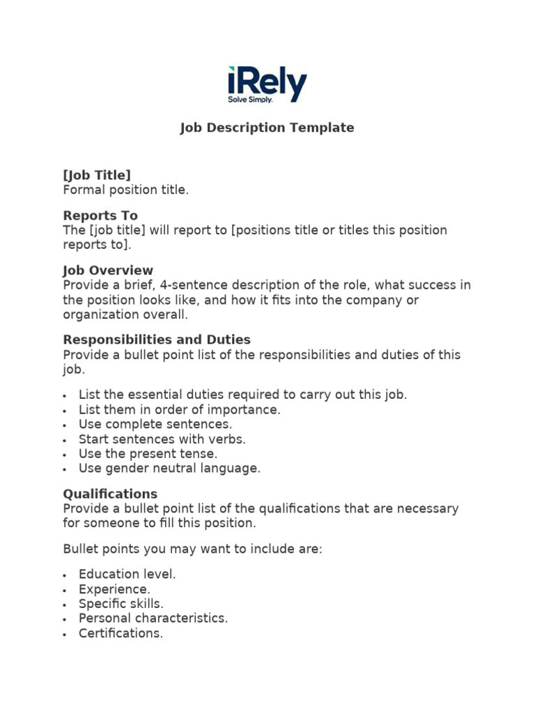 Job Description Template | PDF