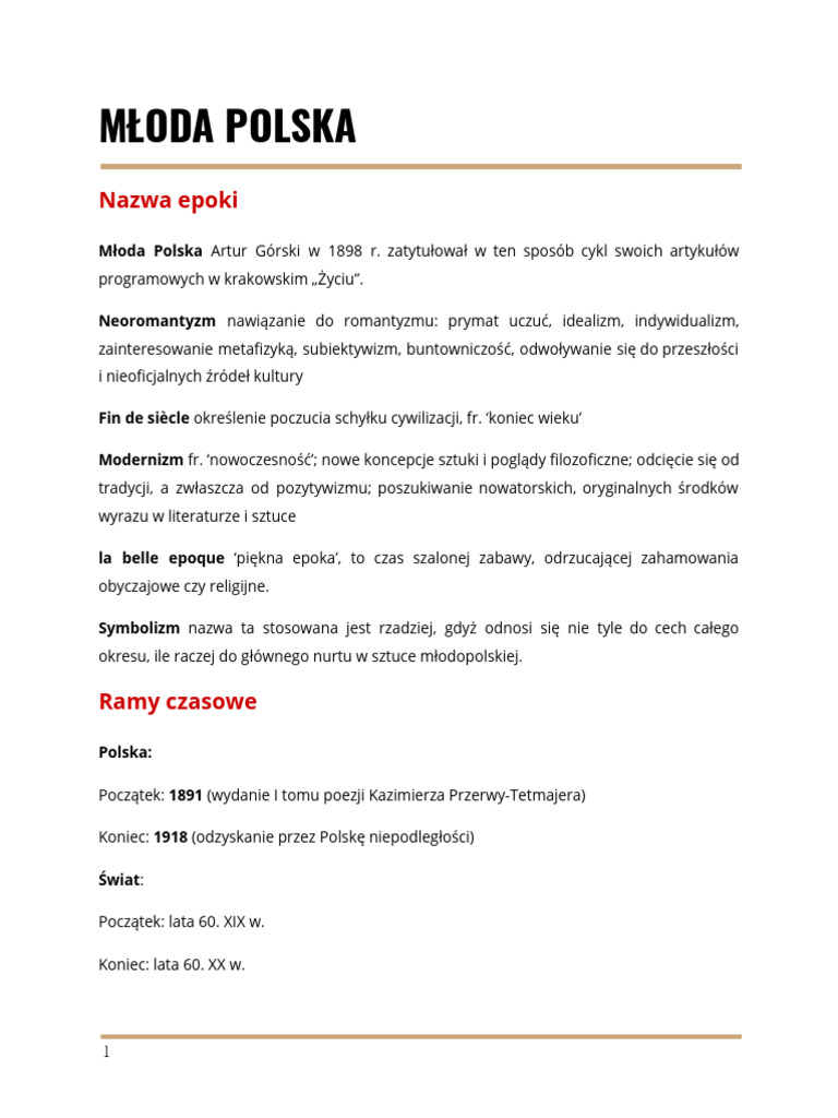 Mloda Polska Notatka | PDF