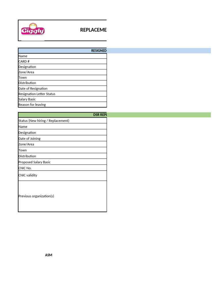 Employee Replacement Form | PDF