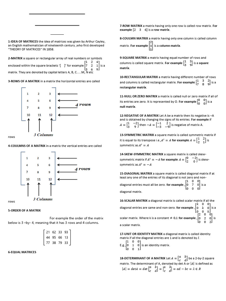 Class 9 Math Definitions and Concepts | PDF | Matrix (Mathematics ...