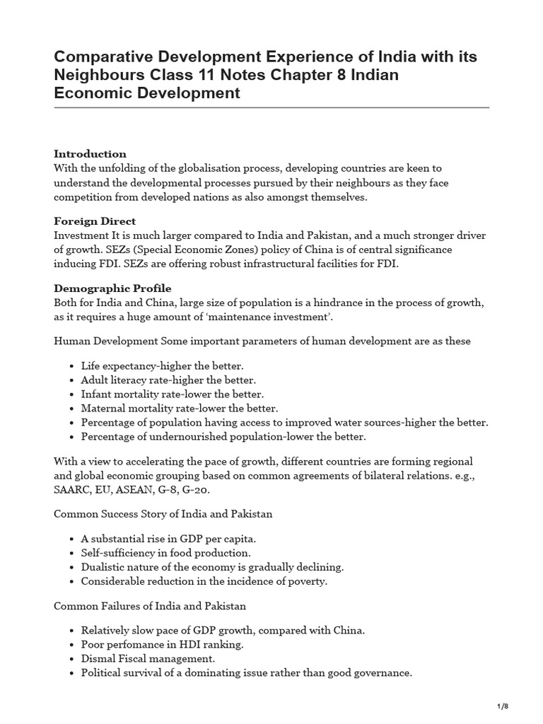 Notes Class 11 Indian Economic Development Chapter 8 | PDF | Poverty ...