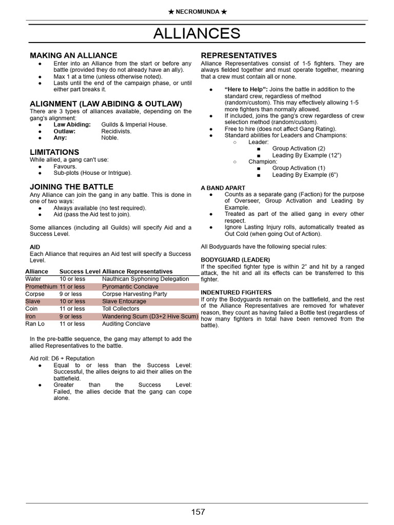 Necromunda Alliance Guide | PDF