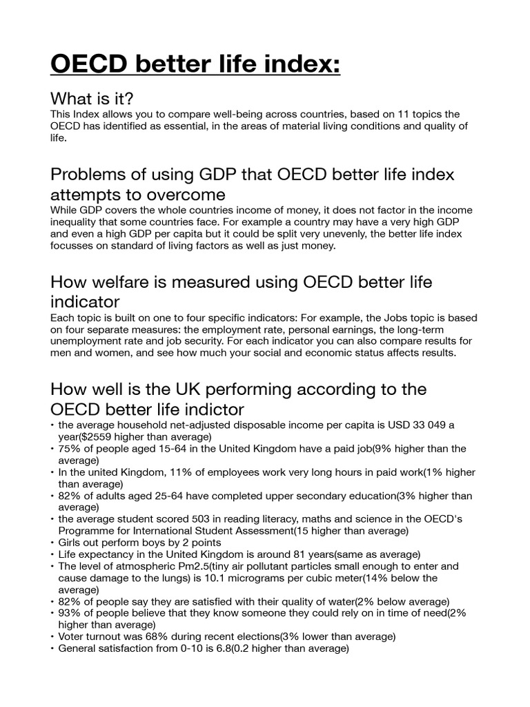 OECD Better Life Index Print | PDF