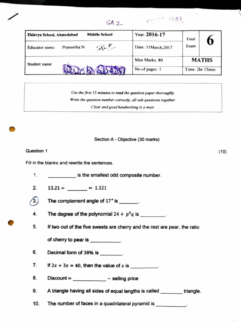 Class 6 Maths Factors and Multiples Decimals Geometry Algebra Ratio ...