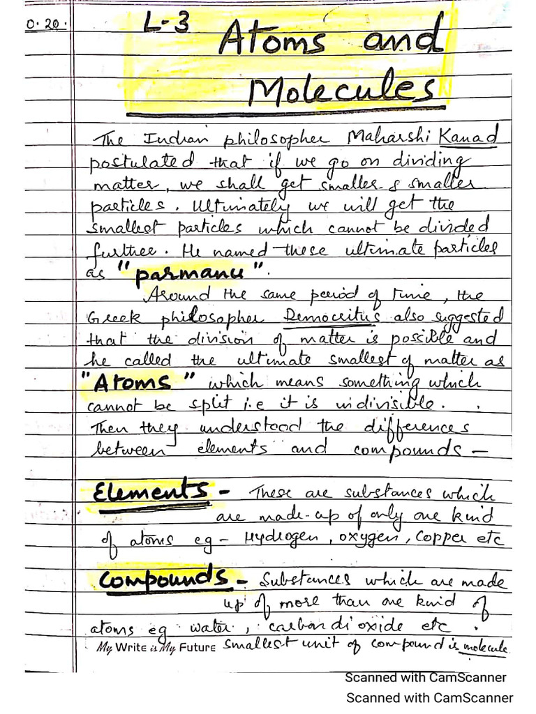 9th Atoms and Molecules | PDF