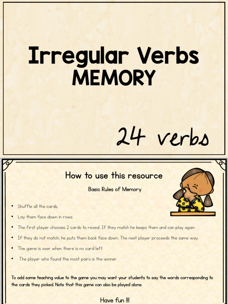 Irregular Verbs Memory Game PDF | PDF