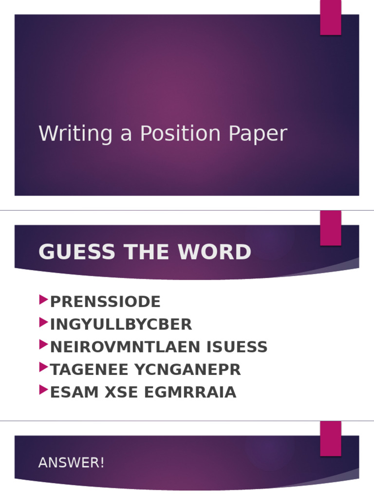 Writing A Position Paper | PDF | Argument | Essays