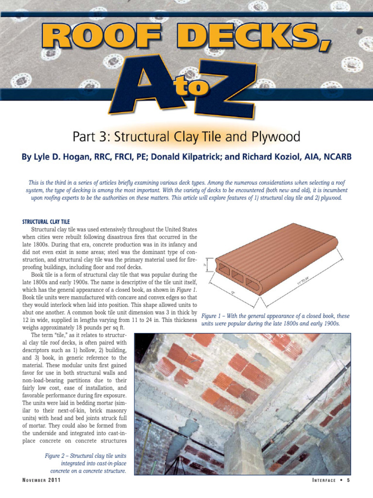 2011 - Roof Decks A To Z - Part 3 - Structural Clay Tile and Plywood ...