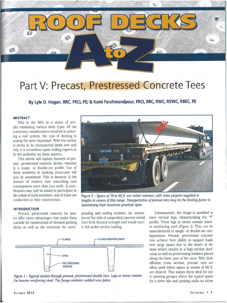 2013 - Roof Decks A To Z - Part 5 - Precast, Prestressed Concrete Tees ...